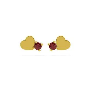 ONI Ruby Heart Studs - Gold