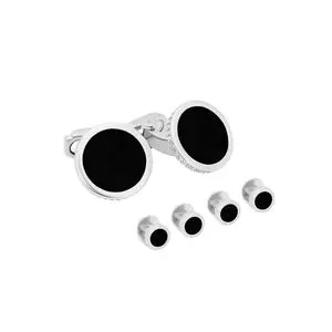Tateossian Black / Silver Thompson Black White Bronze Plated Shirt Studs - Black/silver