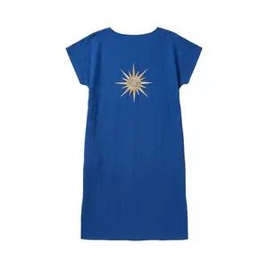 CASA DUNIYA Royal Cotton Sun Embroidery Soleil Swimsuit Cover-up - Blue