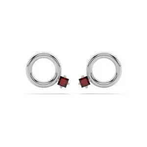 ONI Square Ruby Donut Studs - Silver