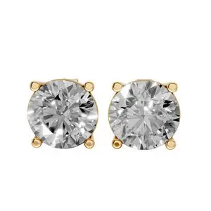 AYA FINE JEWELRY Round Lab Diamond Solitaire Stud Earrings - Yellow