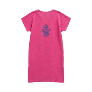 CASA DUNIYA Hot Cotton Hamsa Embroidery Soleil Swimsuit Cover-up - Pink