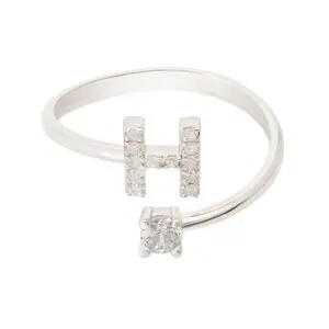 LATELITA London Sterling Silver Cubic Zirconia Initial Ring - White/silver