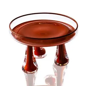 MARLETH Rust Footed Glass Cake Stand - Brown
