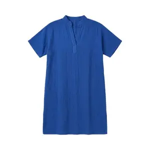 CASA DUNIYA Royal Cotton Evil Eye Embroidery Soleil Swimsuit Cover-up - Blue