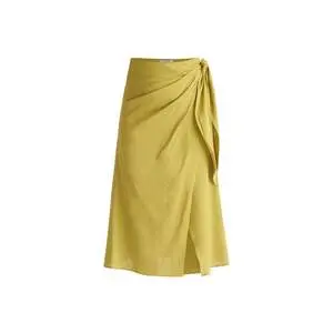 PAISIE Linen Blend Wrap Skirt