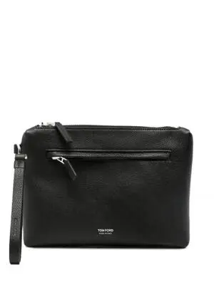 TOM FORD Grained Leather Clutch Bag - Black