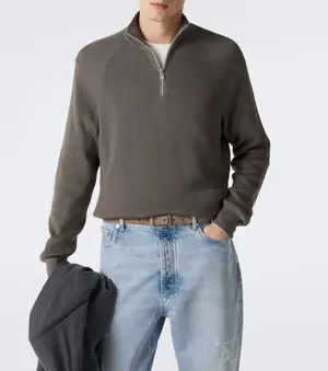 Brunello Cucinelli Ribbed-knit Half-zip Cotton Sweater