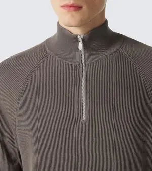 Brunello Cucinelli Ribbed-knit Half-zip Cotton Sweater