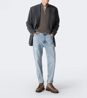 Brunello Cucinelli Ribbed-knit Half-zip Cotton Sweater