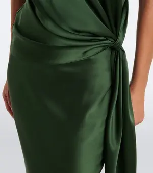 THE SEI Draped One-shoulder Silk Satin Top