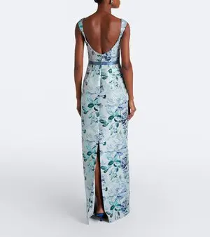 MARKARIAN Robin Belted Floral Brocade Gown