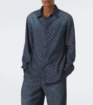 Gucci Gg Cotton Chambray Jacquard Shirt