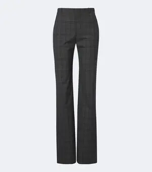 Gucci Checked Wool Straight Pants - Grey