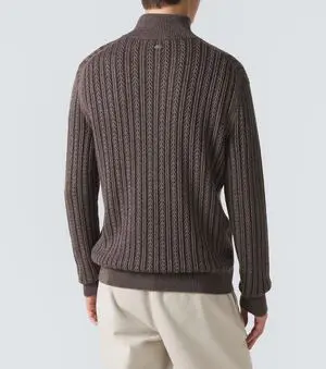 Agnona Cashmere, Wool, And Silk Half-zip Sweater - Grey