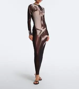 JEAN PAUL GAULTIER Printed Mesh Maxi Dress - Multicoloured