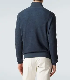 Brioni Cashmere And Wool Half-zip Sweater