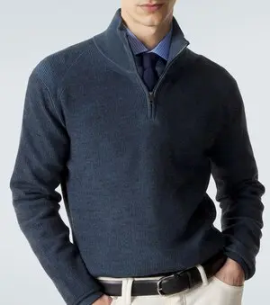 Brioni Cashmere And Wool Half-zip Sweater