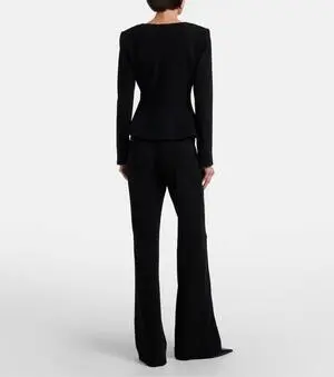 SELF-PORTRAIT Peplum Crepe Flared Jumpsuit