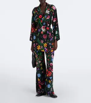 Gucci Flora Belted Silk Crepe De Chine Shirt