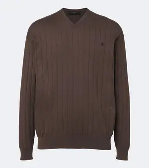 Gucci Double G Silk And Cotton Sweater - Brown