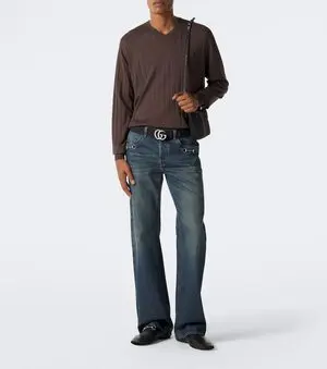 Gucci Double G Silk And Cotton V-neck Sweater