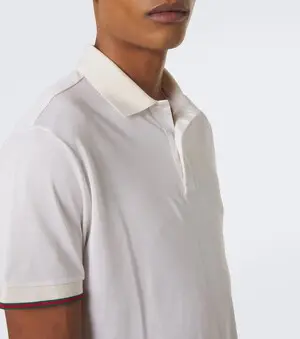 Gucci Web Stripe Silk Jersey Polo Shirt