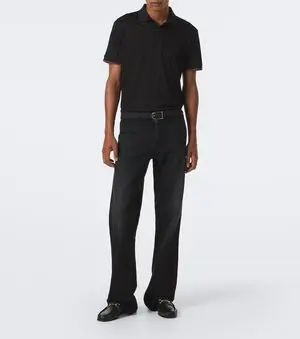 Gucci Web Stripe Silk Jersey Polo Shirt
