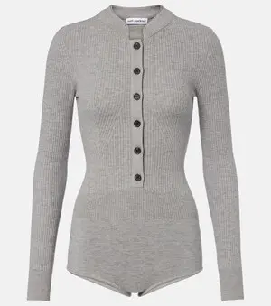 SELF-PORTRAIT Ribbed-knit Romper - Grey