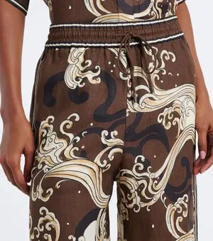 ALEMAIS Otis Printed Linen Wide-leg Pants