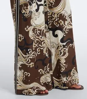 ALEMAIS Otis Printed Linen Wide-leg Pants