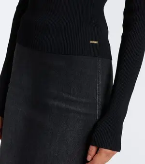 Gucci Feather-trimmed Ribbed-knit Top