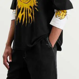 Amiri Script Linen Trousers