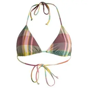 FRUITY BOOTY Check Bikini Halter Top - Green