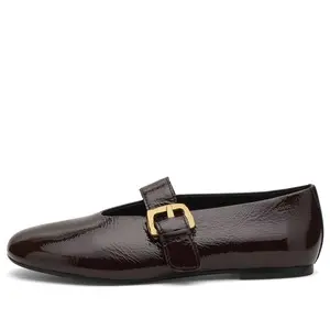 VAGABOND SHOEMAKERS Aleya Patent Leather Buckle Ballet Pumps - Chocolate