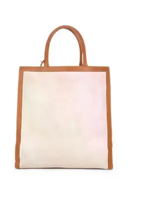 Celine Logo-print Leather-trim Tote Bag - Neutrals