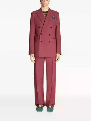 Dries Van Noten Double-breasted Wool Toile Suit - Red