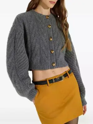 Elisabetta Franchi Cropped Knit Cardigan With Golden Buttons