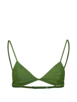 HAIGHT. Ribbed-knit Triangle Bikini Top - Green
