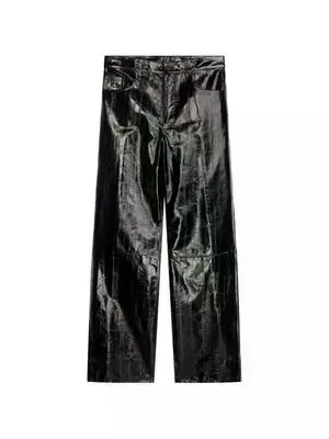 Dries Van Noten Loose Leather Pants - Black