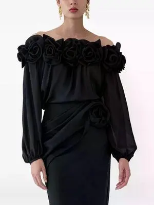 Carolina Herrera Rosette-detail Off-shoulder Top