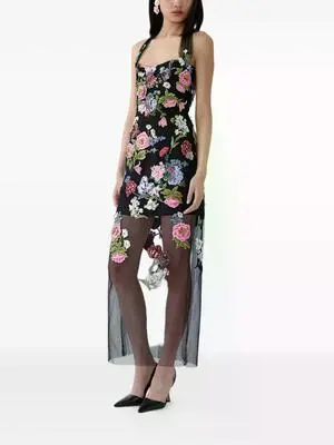 Carolina Herrera Column Gown With Floral Embroidery