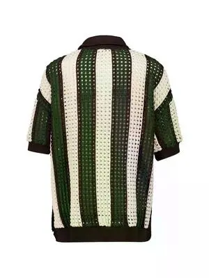 HAIGHT. Striped Open-knit Polo Shirt