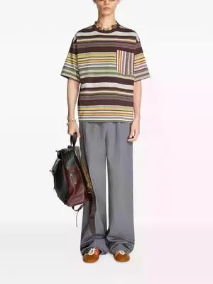 Dries Van Noten Striped Cotton T-shirt - Brown