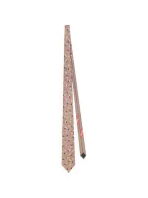Dries Van Noten Printed Silk Tie - Grey