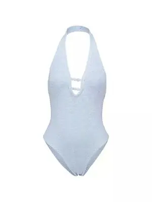 Hunza G Adriana Beaded Crinkle Swimsuit - Blue