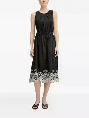 FRACOMINA Floral-embroidery Midi Dress - Black