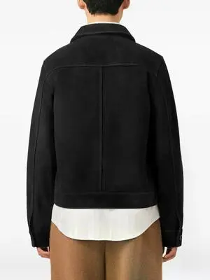 AMI Paris Suede Leather Jacket With Embossed De Coeur Logo