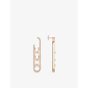 Messika Move 10th 18ct Gold And 1ct Diamond Earrings - Pink