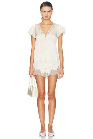 Citizens Of Humanity Lola Flutter Lace Sleeve Top - Cream